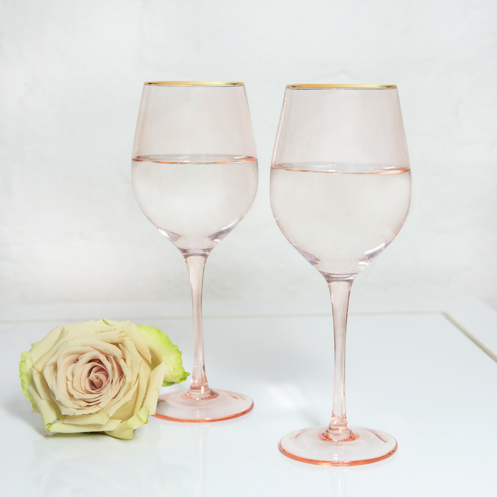 Cristina Re | Wine Glass Rose Crystal Set of 2 — Homing Instincts